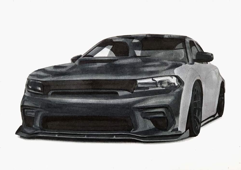 How To Draw A Dodge Charger SRT Hellcat - Realistic Step By Step Drawing Tutorial